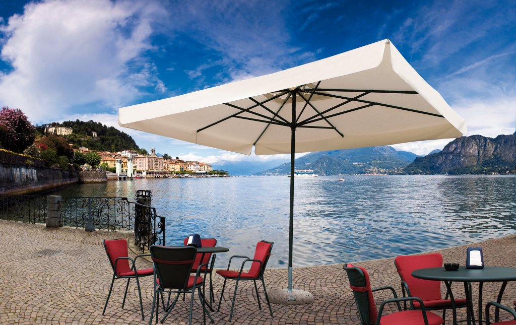 Parasol restaurant alu gris, rond 3.5m, 3x3m, 2x3m et 3x4m